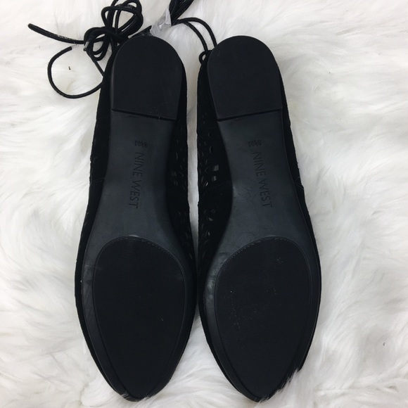 Nine West | Shoes | Nine West Zavanna Black Laceup Eyelet Flats | Poshmark